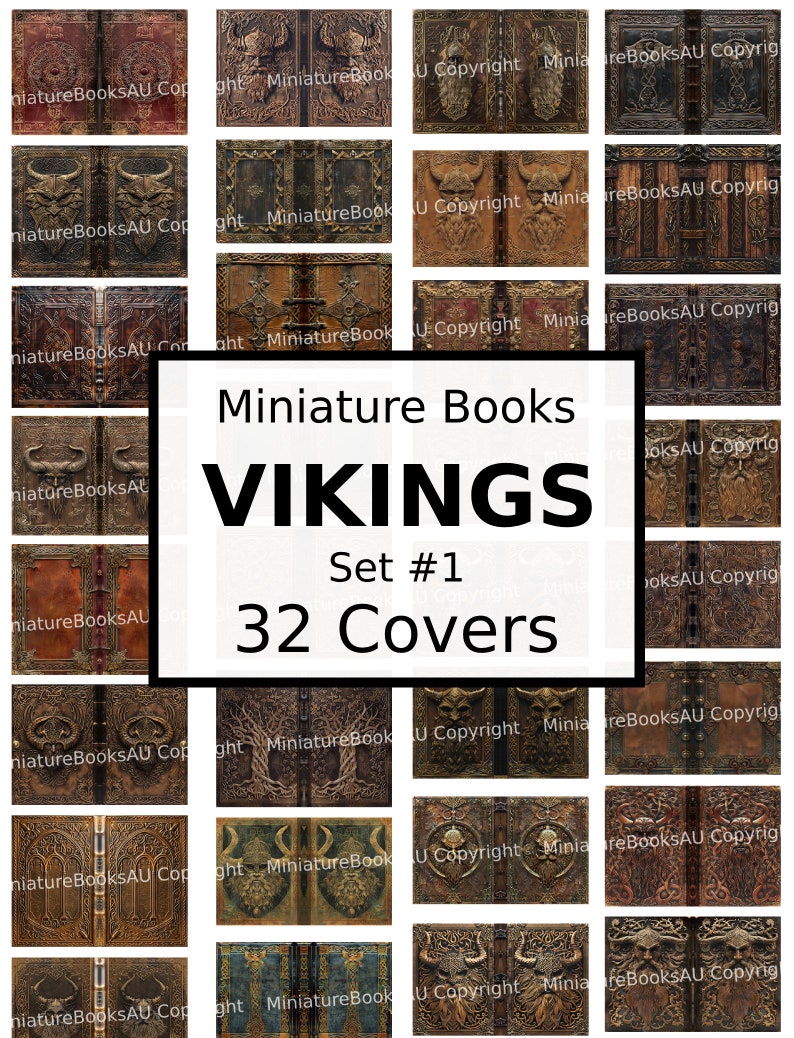 32 Vikings Miniature Book Covers, Downloadable Printable Books, Set 1 ...