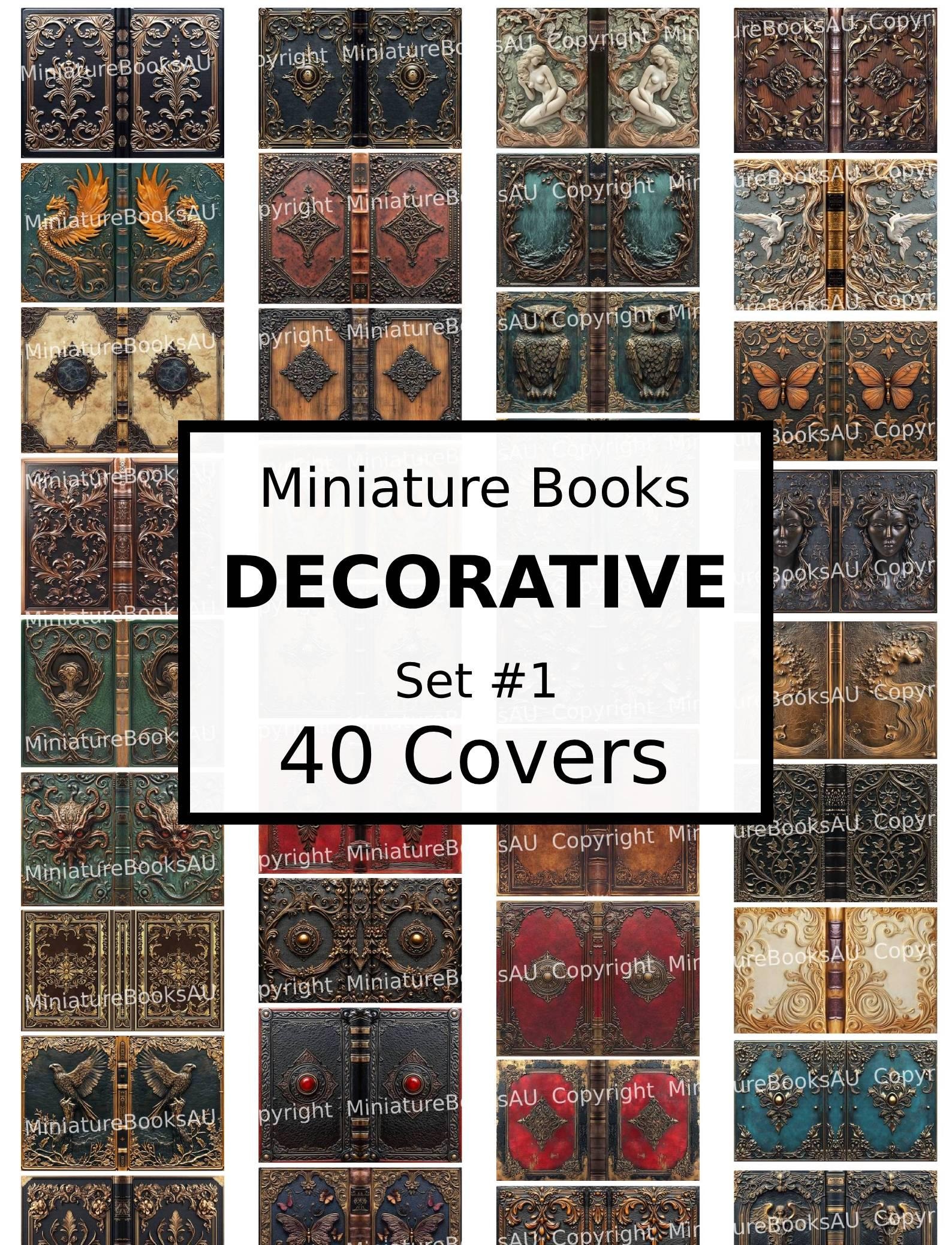40 Decorative Miniature Book Covers, Downloadable Printable Books, Set ...