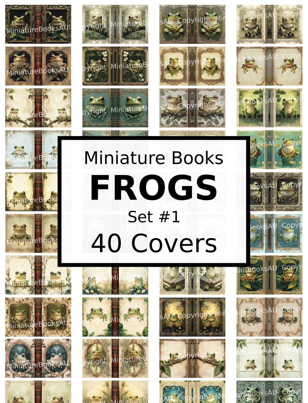 40 Frogs Miniature Book Covers, Downloadable Printable Books, Set #1 - Etsy