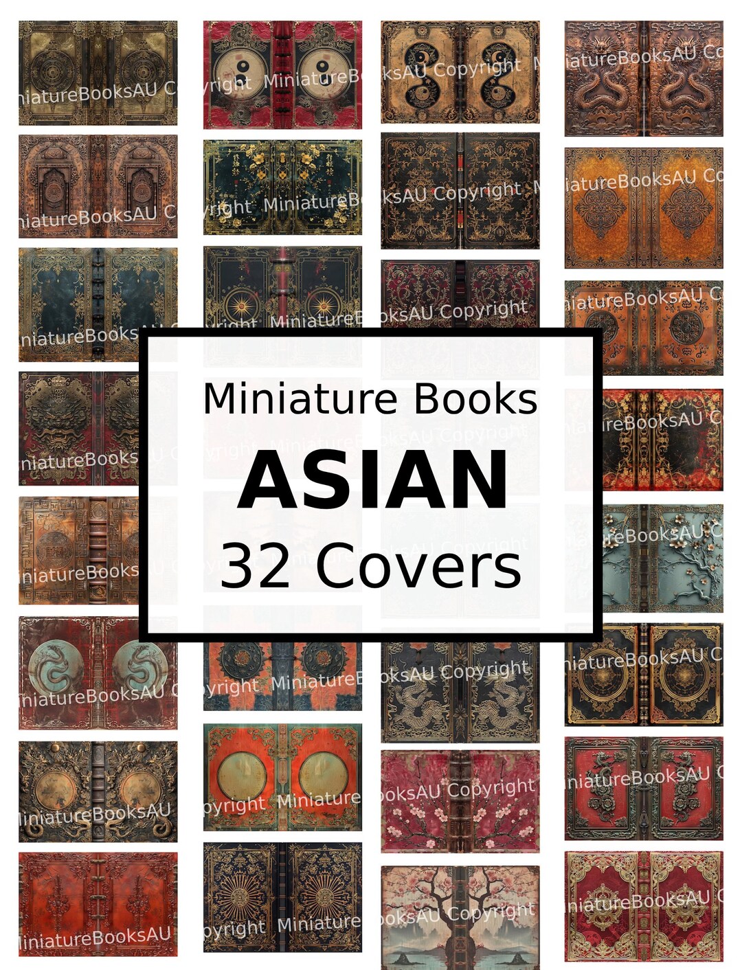 Asian Miniature Book Covers, 32 Covers, Downloadable Printable Books ...