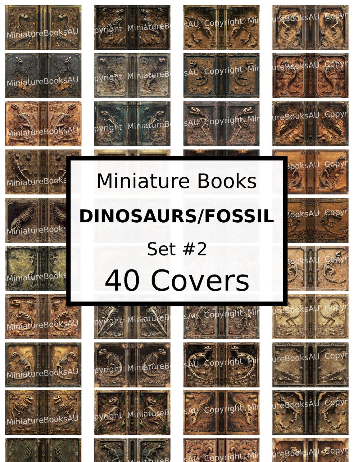 40 Dinosaurs / Fossil Miniature Book Covers, Downloadable Printable ...