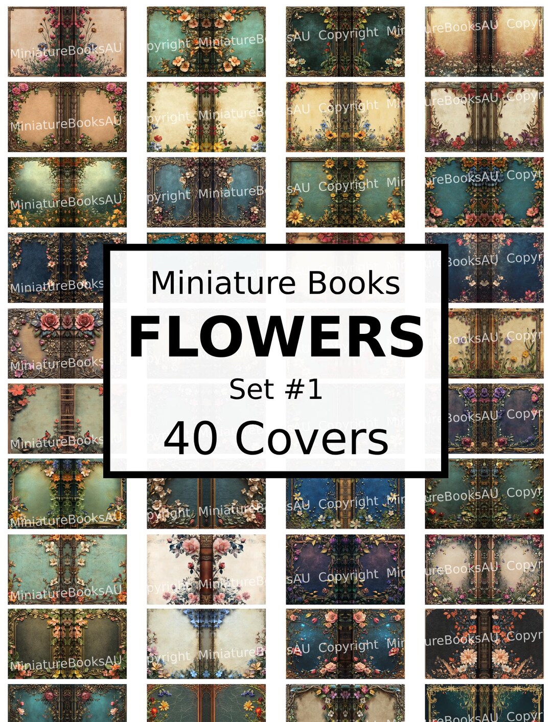 40 Flowers Miniature Book Covers, Downloadable Printable Books, Set #1 ...