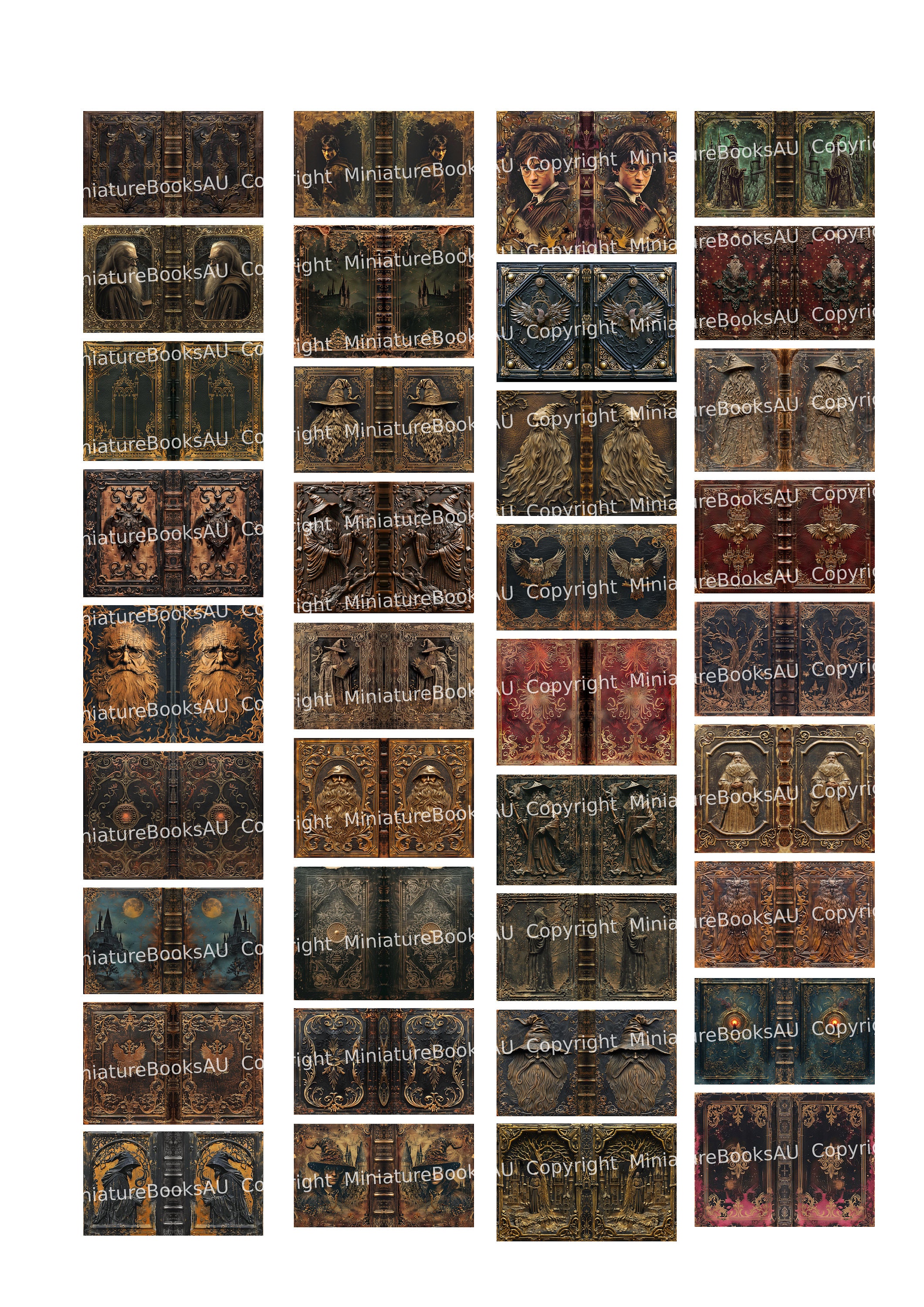36 Wizard Miniature Book Covers, Downloadable Printable Books, Set #1 ...