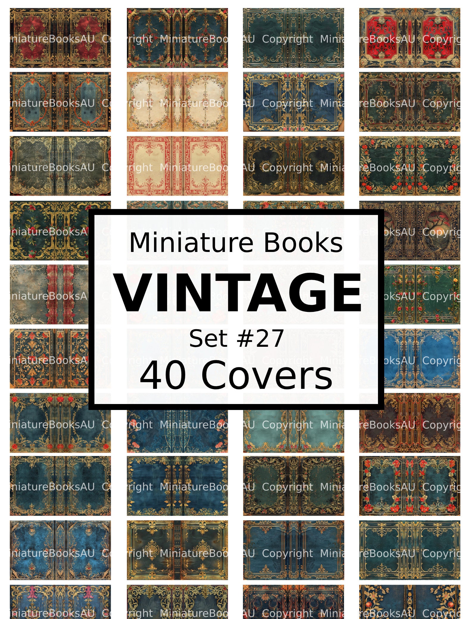 40 Vintage Miniature Book Covers, Downloadable Printable Books, Set 27 ...