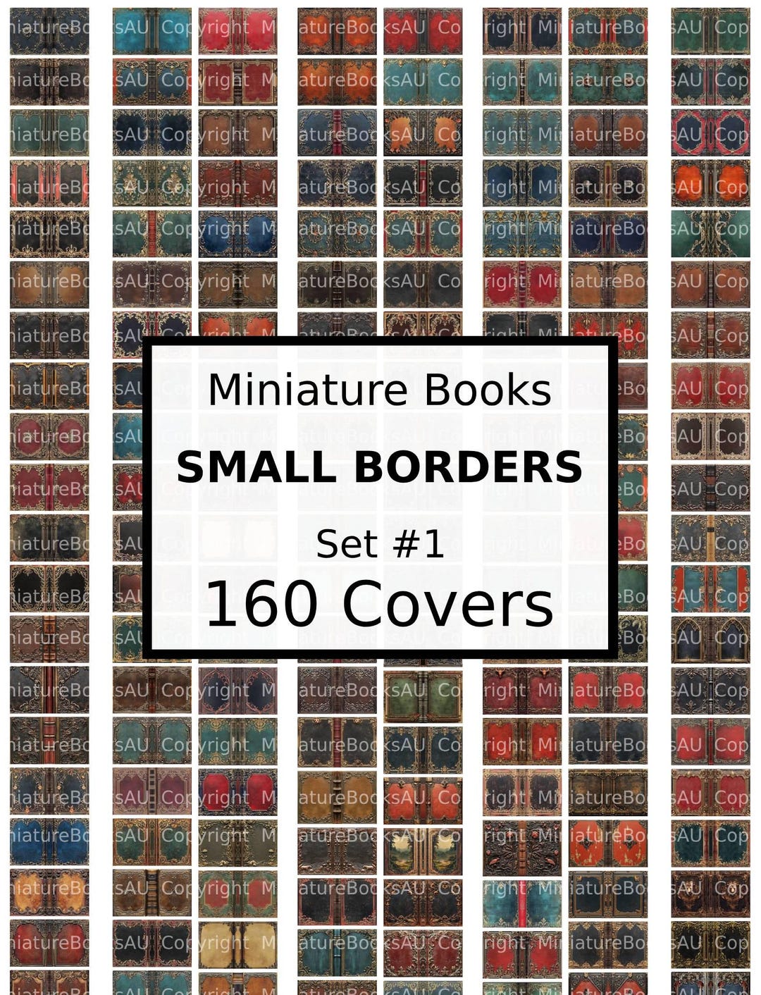 160 Small Borders Miniature Book Covers, Downloadable Printable Books ...