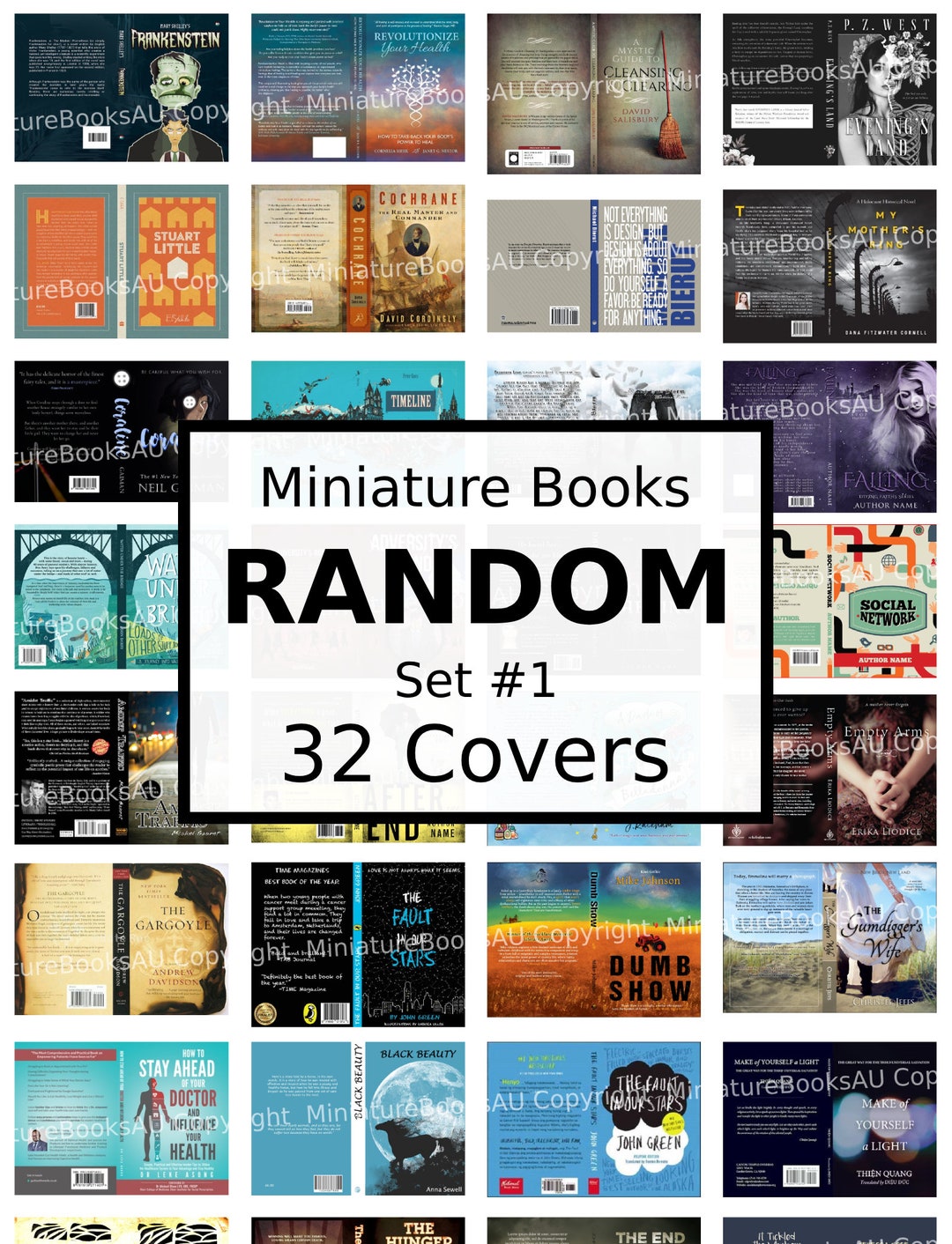Set of 32 Miniature Book Covers, Downloadable Printable Books, Random ...