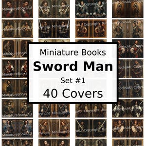 40 Sword Man Miniature Book Covers, Downloadable Printable Books, Set ...