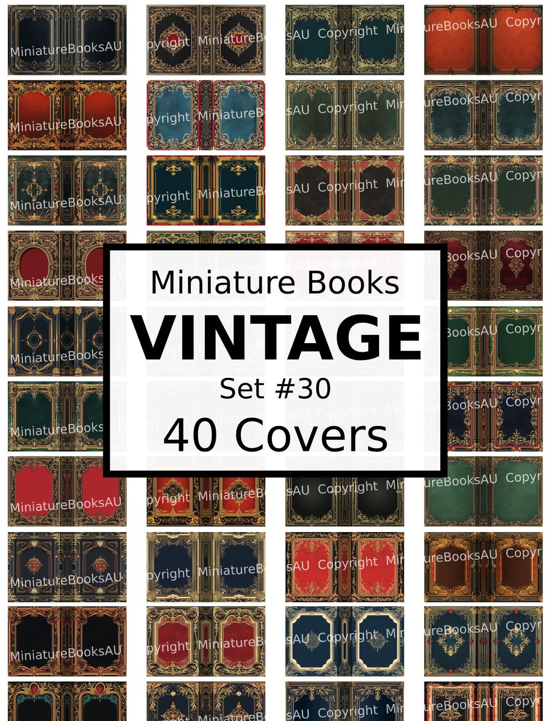 40 Vintage Miniature Book Covers, Downloadable Printable Books, Set #30 ...