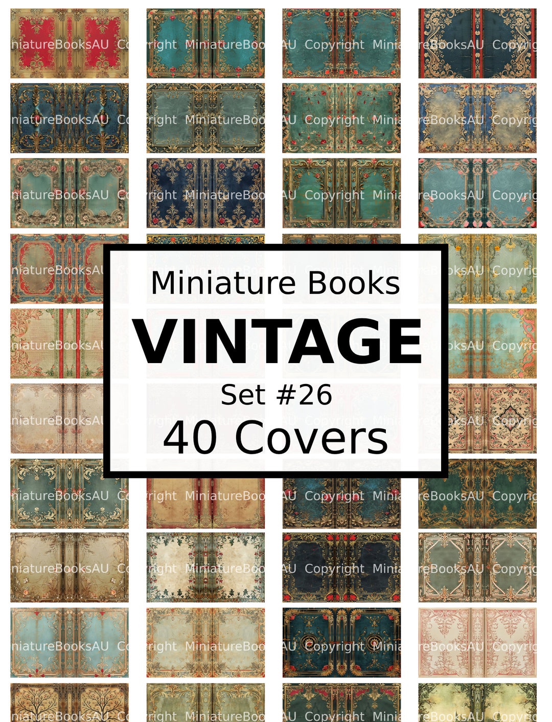 40 Vintage Miniature Book Covers, Downloadable Printable Books, Set #26 ...