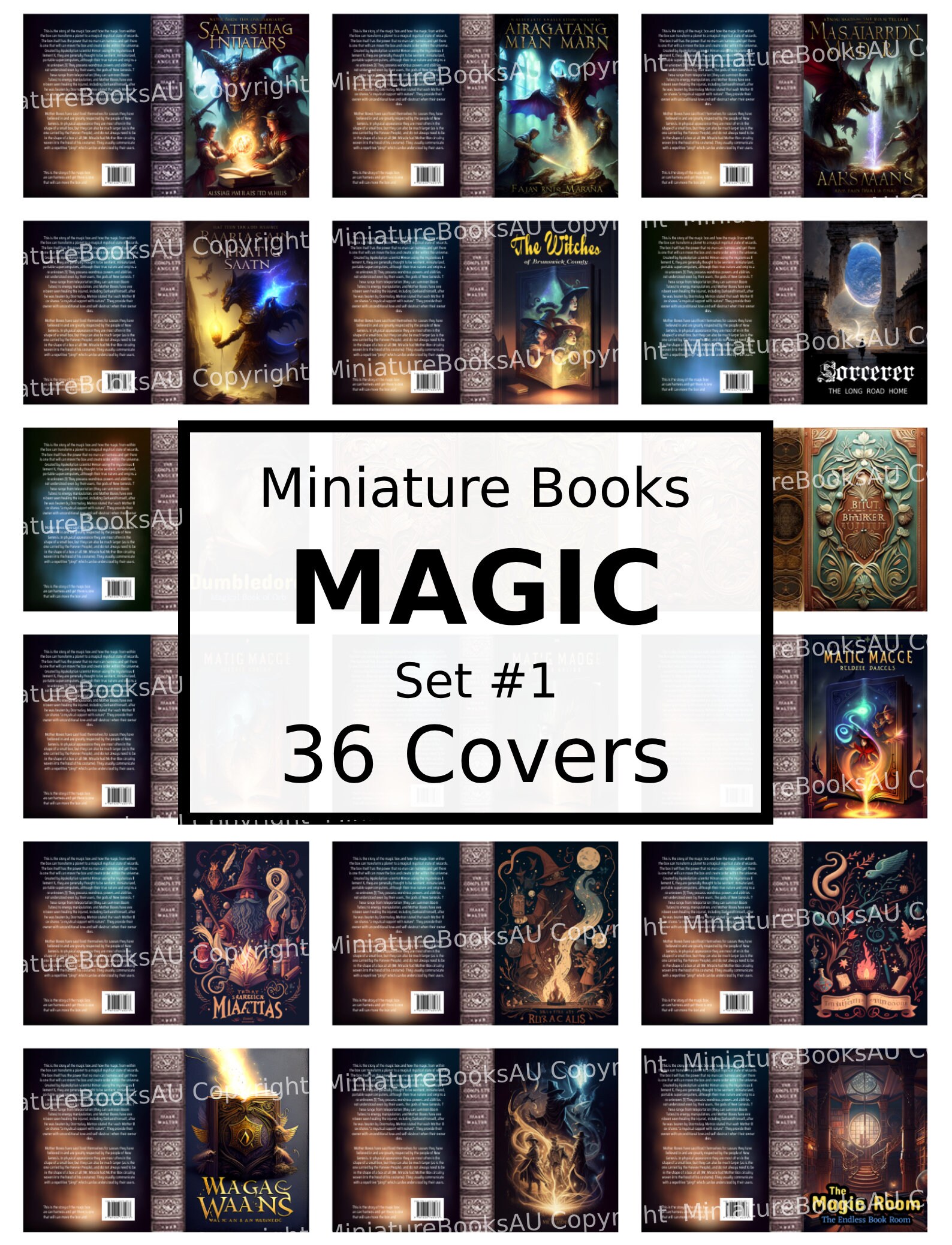 Set of 36 Magic Miniature Book Covers, Downloadable Printable Books ...