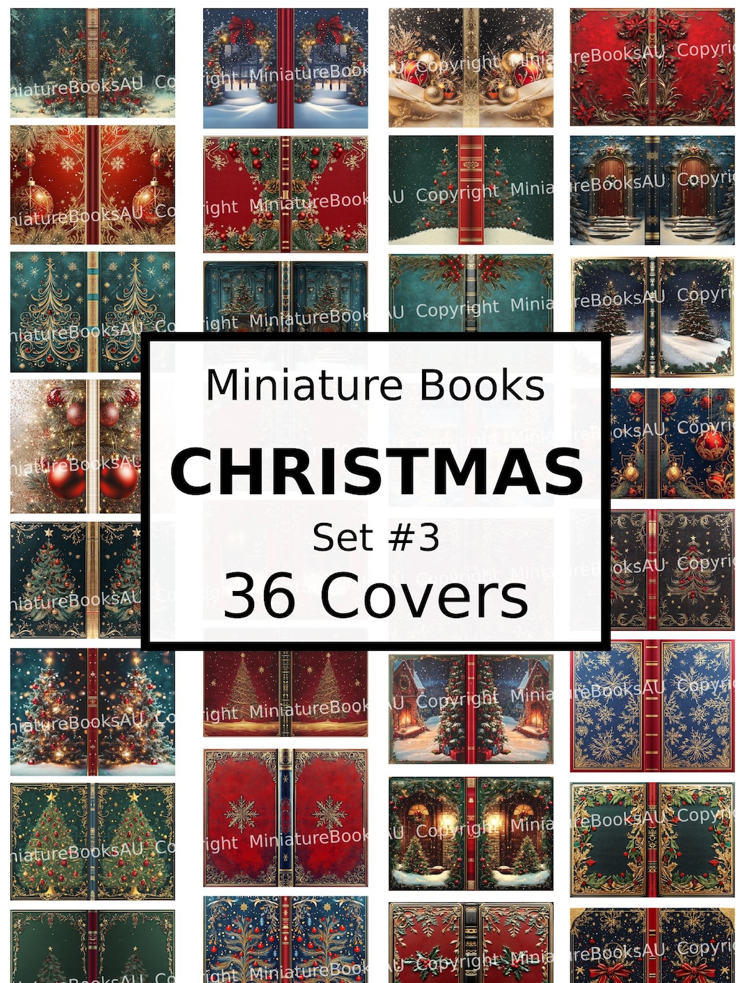36 Christmas Miniature Book Covers, Downloadable Printable Books, Set ...