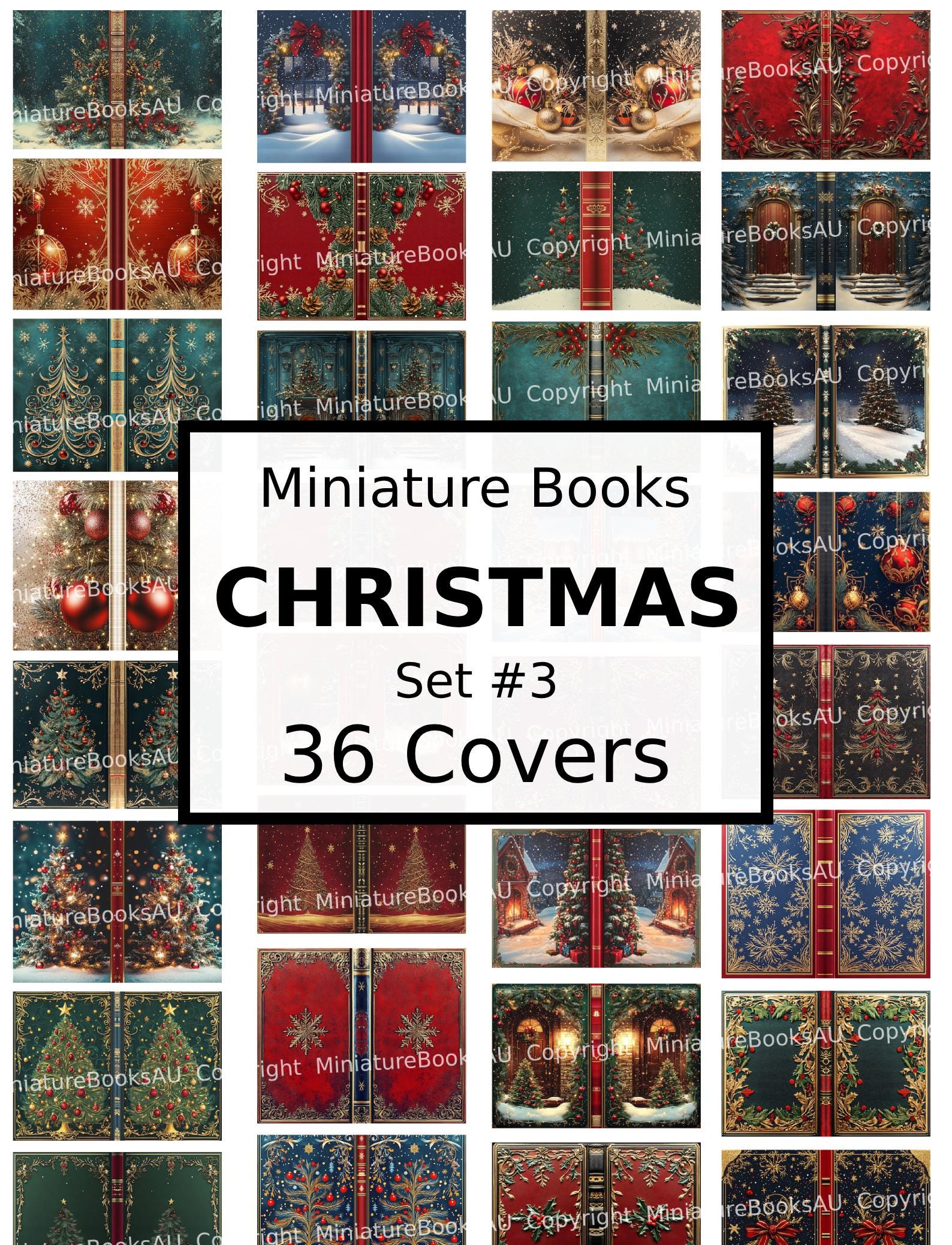 36 Christmas Miniature Book Covers, Downloadable Printable Books, Set ...