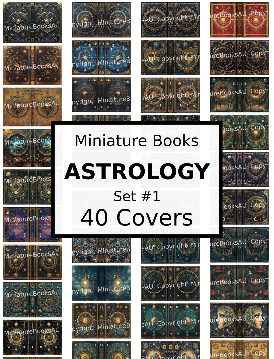 40 Astrology Miniature Book Covers, Downloadable Printable Books, Set ...