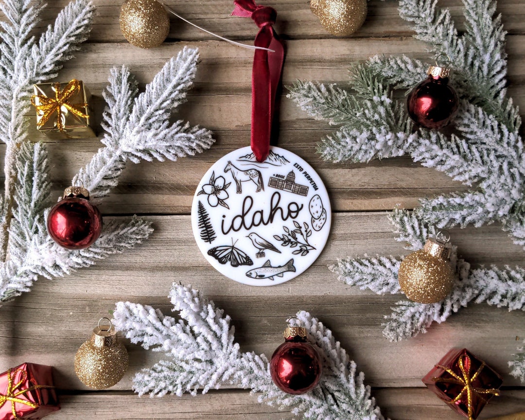 Idaho Christmas Ornament, Illustrated Idaho State Symbols & Emblems ...