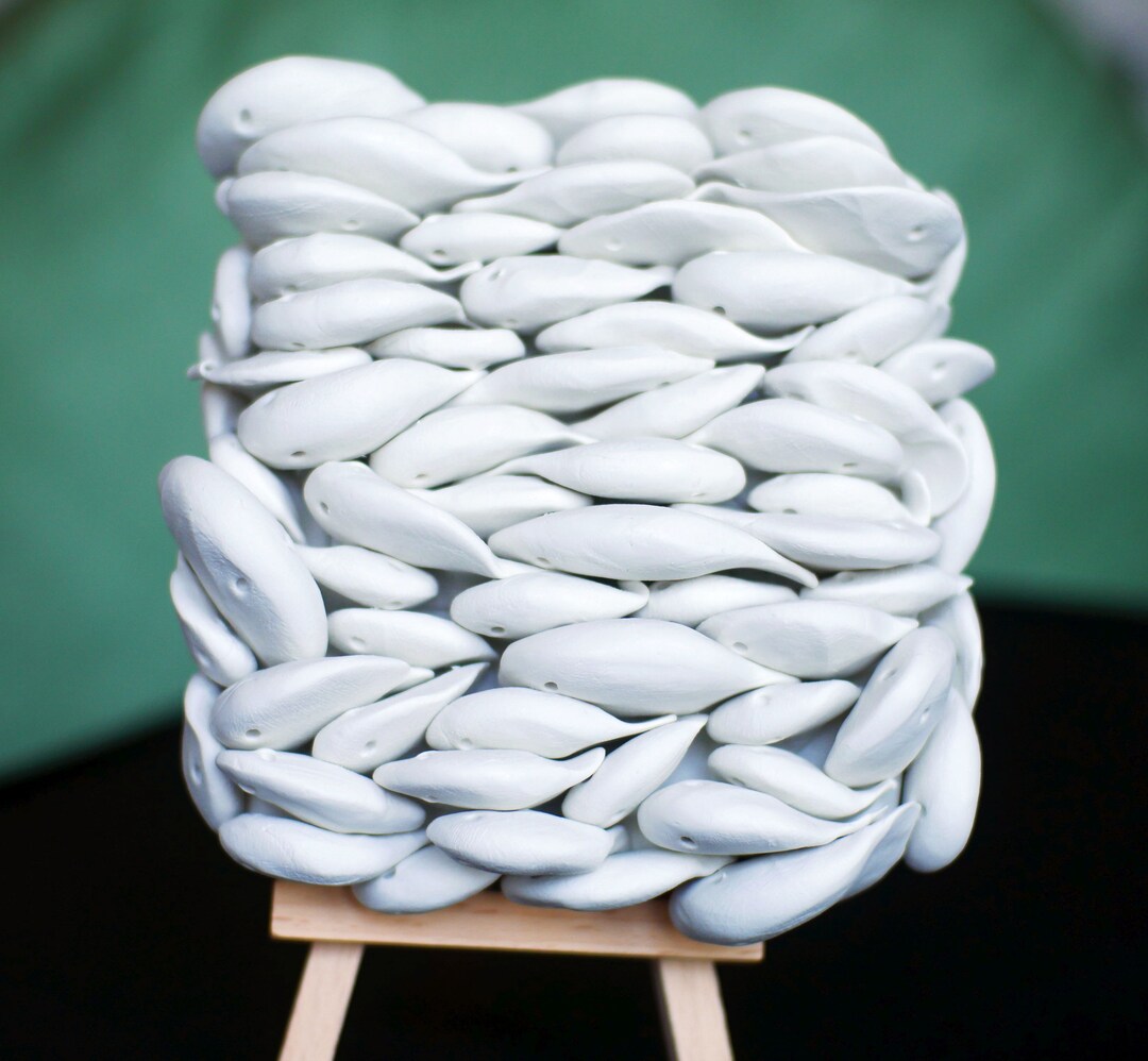 Fish Textured Wall Sculpture- Ocean Symphony: Handcrafted White Clay ...