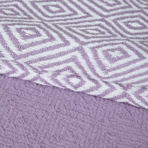 100% Luxurious Cotton Diamond Throw Blanket in Purple 50x60 Inch Set of ...