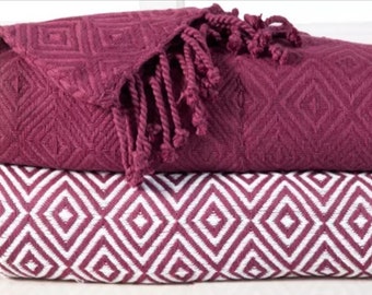 100% Luxurious Cotton Diamond Throw Blanket 50x60 Inch Set of 2 - Etsy