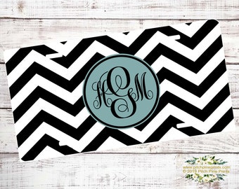 BLACK RED WHITE Chevron Print License Plate Monogrammed Car Tags ...