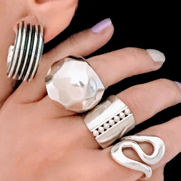 Big Bold Silver Ring - Etsy