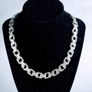 VTG Taxco Sterling Silver Modernist Gate Link Necklace, Retro Mexico ...