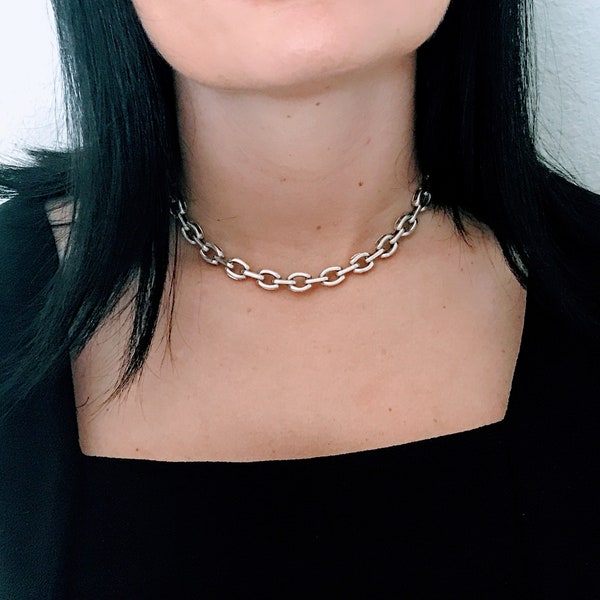 Chunky Rectangle Link Necklace - Etsy