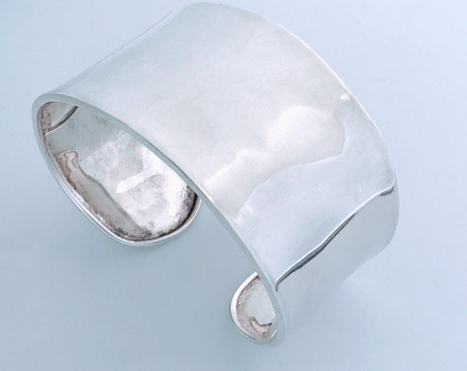 Elle Wide Concave Dome Polished Sterling Silver Cuff Bracelet, Designer ...