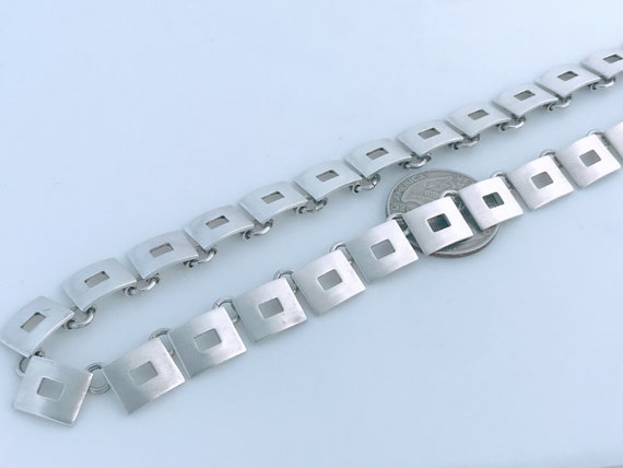 Retro Brushed Satin Sterling Silver Rectangle Square … - Gem