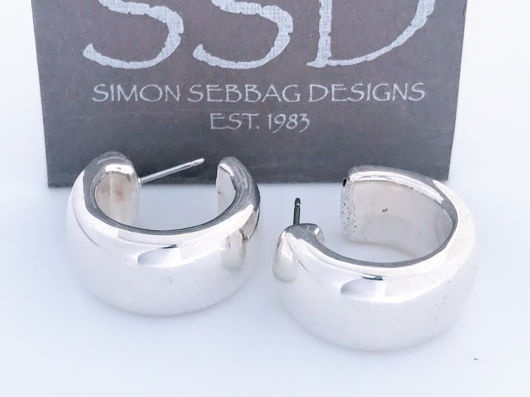 Simon Sebbag Sterling Silver Modernist Puffed Hoop Earrings, Chunky SSD ...