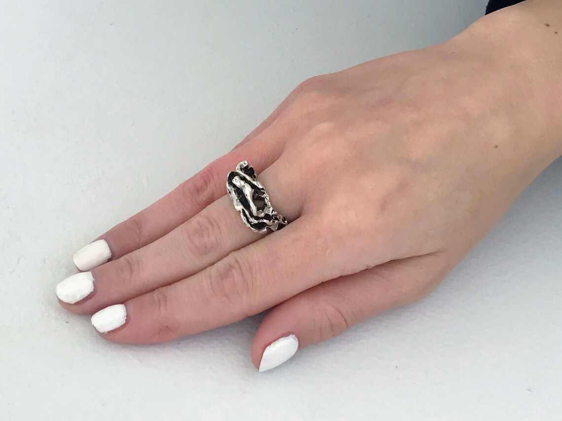 Artisan Made Brutalist Modernist Sterling Silver Ring - Etsy