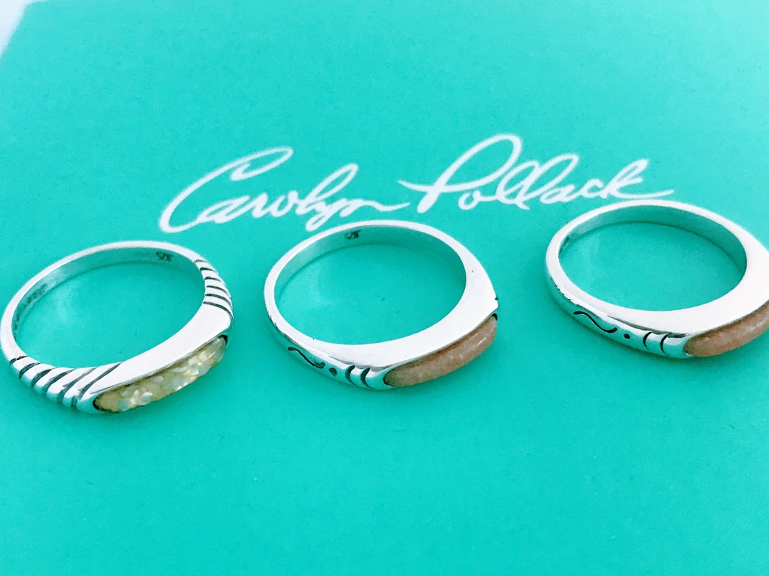 Carolyn Pollack Sterling Silver Stone Stack Stacking Rings Bands ...