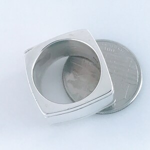 Vintage Mexico Modern Big Heavy Square Groove 925 Sterling Silver Band ...