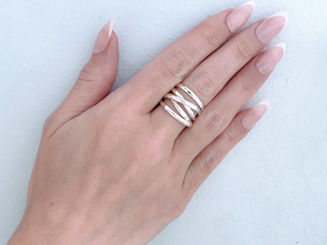 Silpada Five Overlapping Textured 925 Sterling Silver Bands Ring, Wide ...