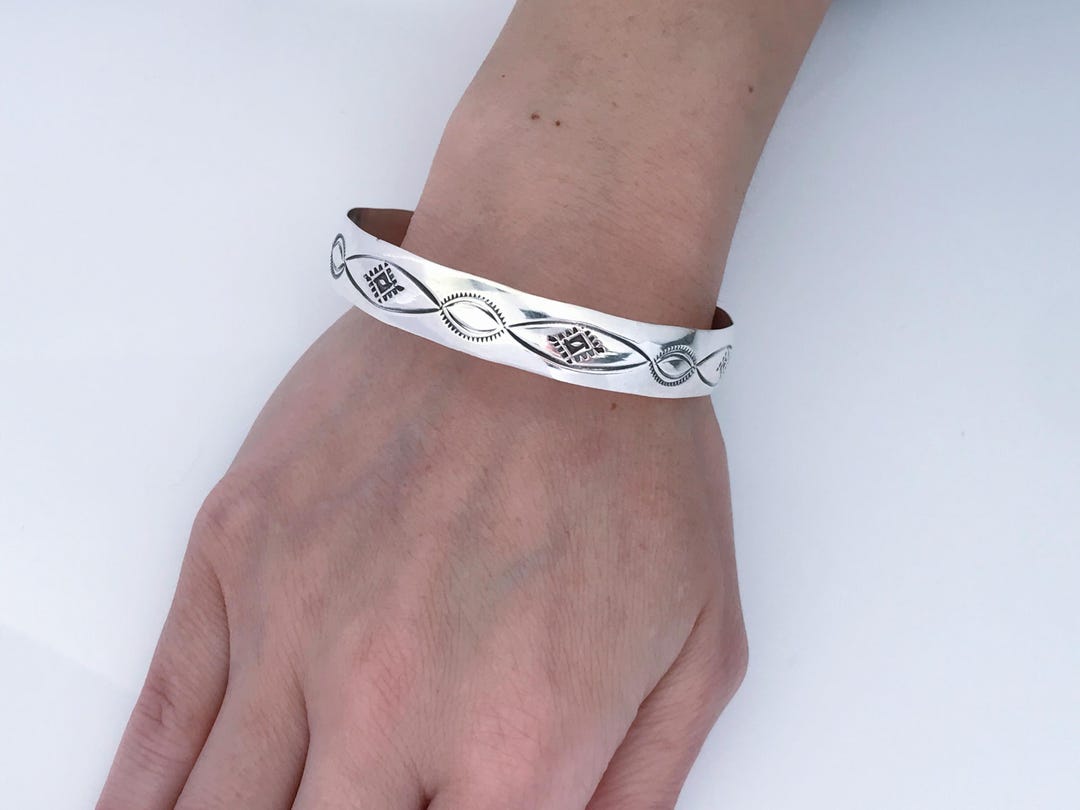 Vintage Tom Sam Navajo Southwest Bangle Bracelet 925 Sterling Silver ...