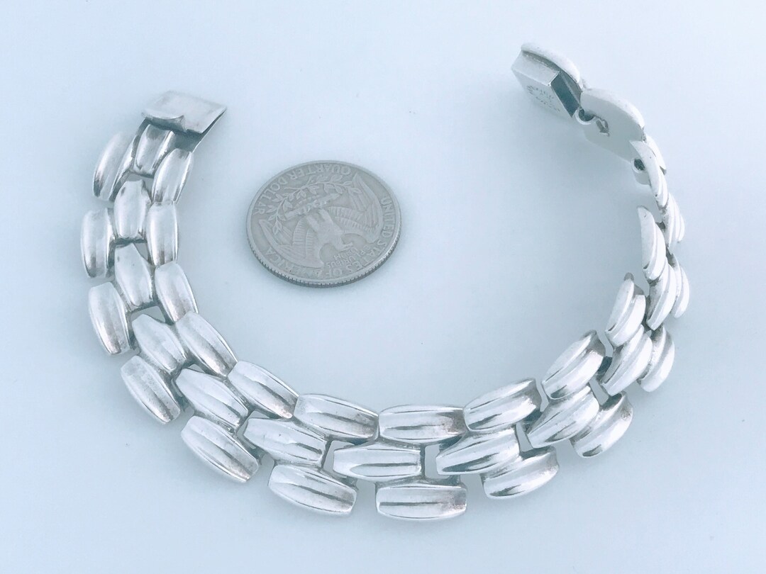 Vintage Mexico Chunky Brick Gate Chain Link Bracelet Retro - Etsy