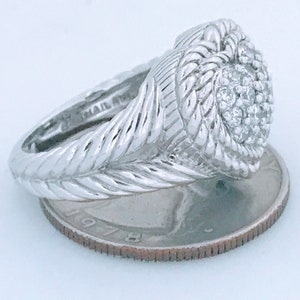 Judith Ripka 925 Sterling CZ Heart Cluster Ring Band, Cable Twisted ...
