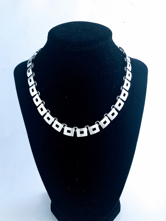 Retro Brushed Satin Sterling Silver Rectangle Square … - Gem