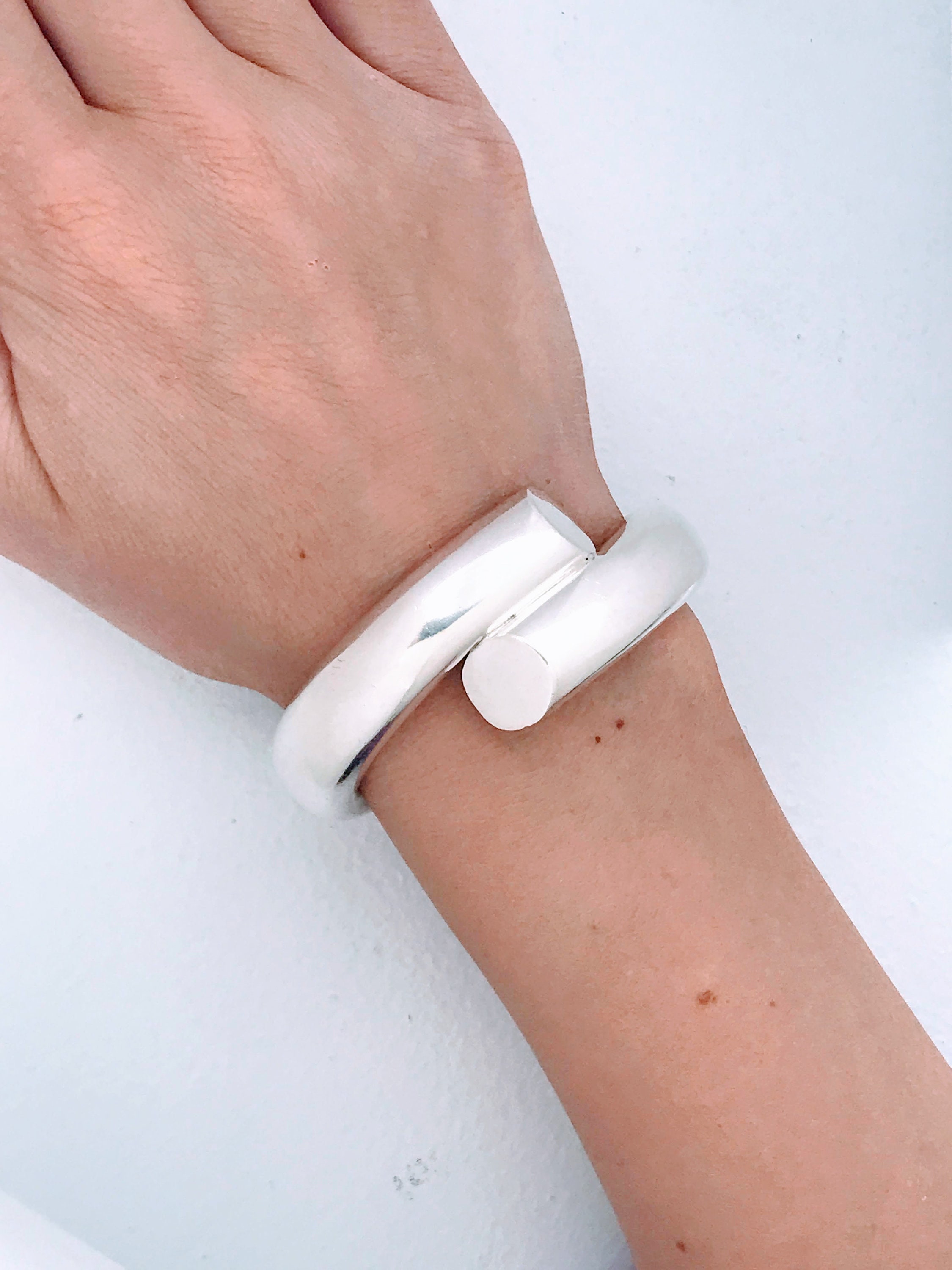 VTG Taxco Mexico Modernist Sterling Silver Bypass Tubular Cuff Bracelet ...