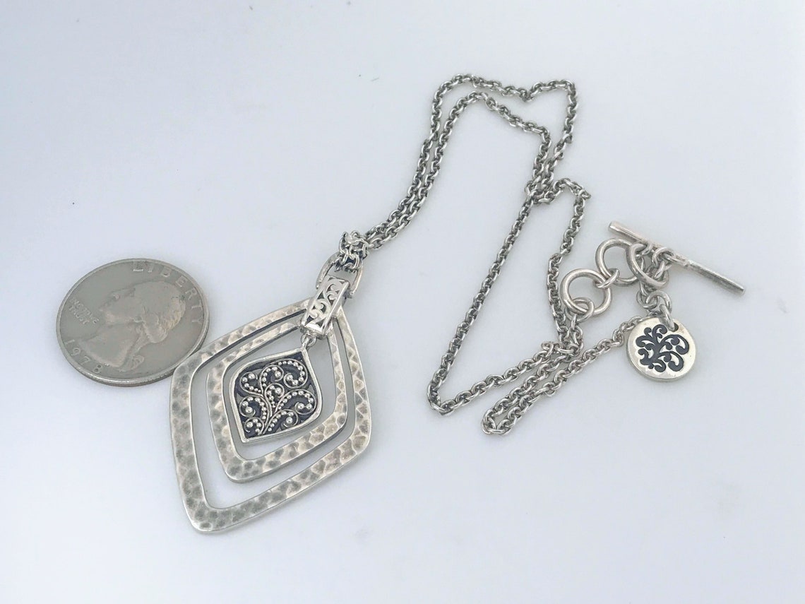 Lois Hill Sterling Silver Scroll Filigree Pendant Toggle Necklace, Lois ...