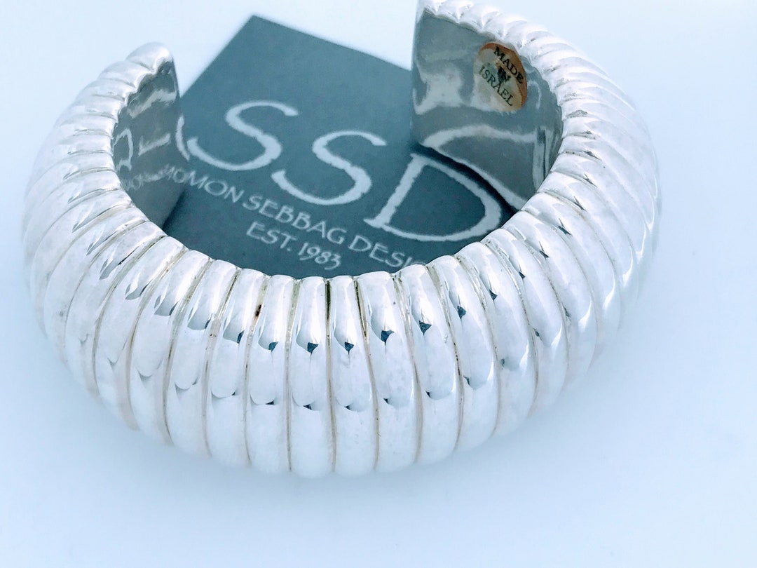 Modernist Simon Sebbag SSD Sterling Silver Cuff Bracelet, Thick Wide ...