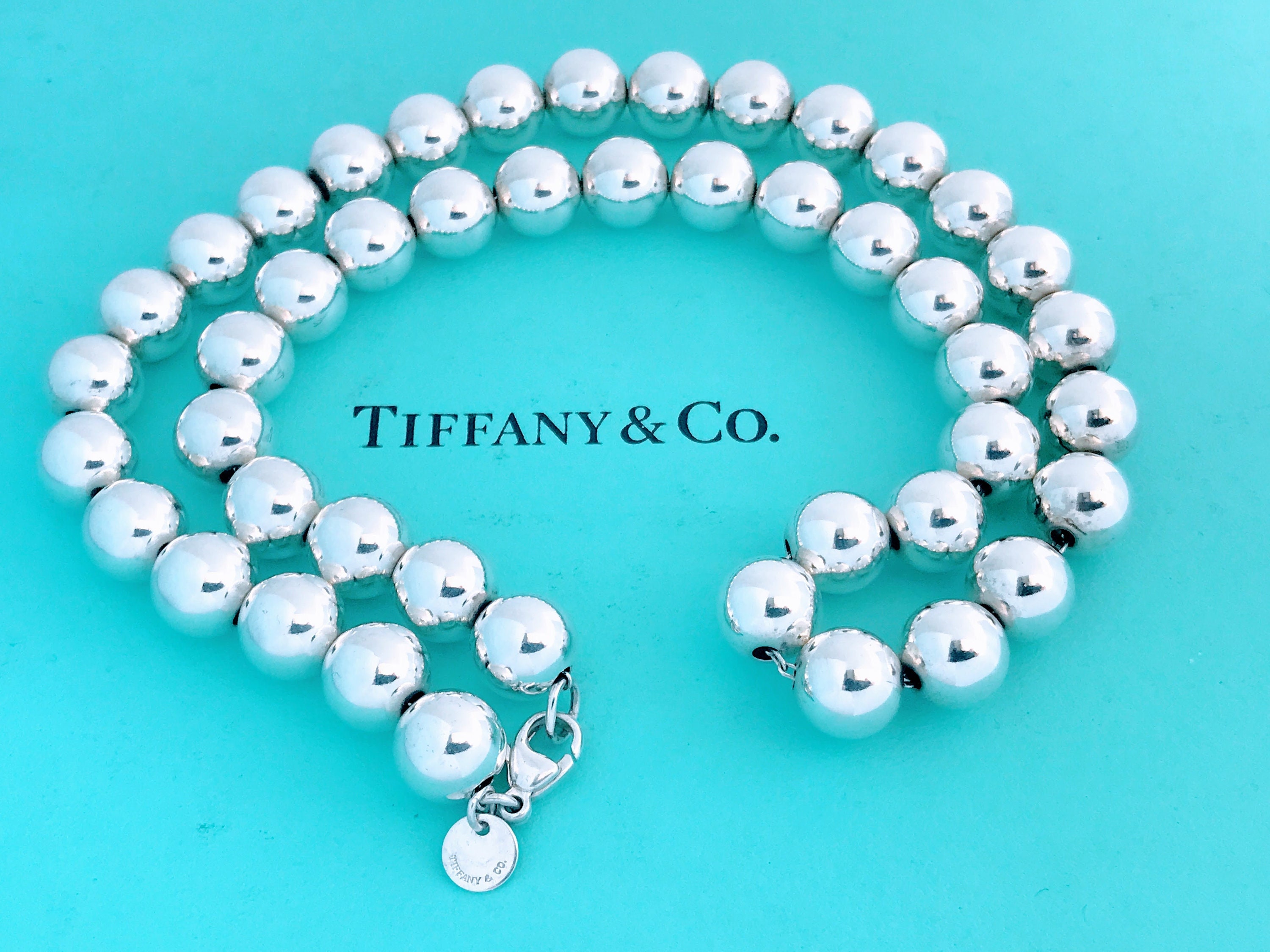 Authentic Tiffany & Co. 10mm Ball Bead Necklace 925 Sterling Authentic Tiffany & Co. 10mm Ball Bead Necklace 925 Sterling