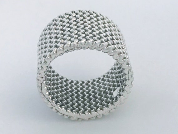 Thick Wide Modernist Woven Sterling Silver Cigar Band… - Gem