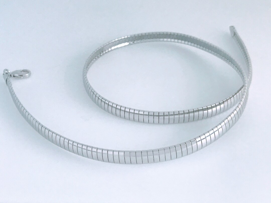 TJC High Shine Sterling Silver Flat Omega Chain Necklace, Classic ...