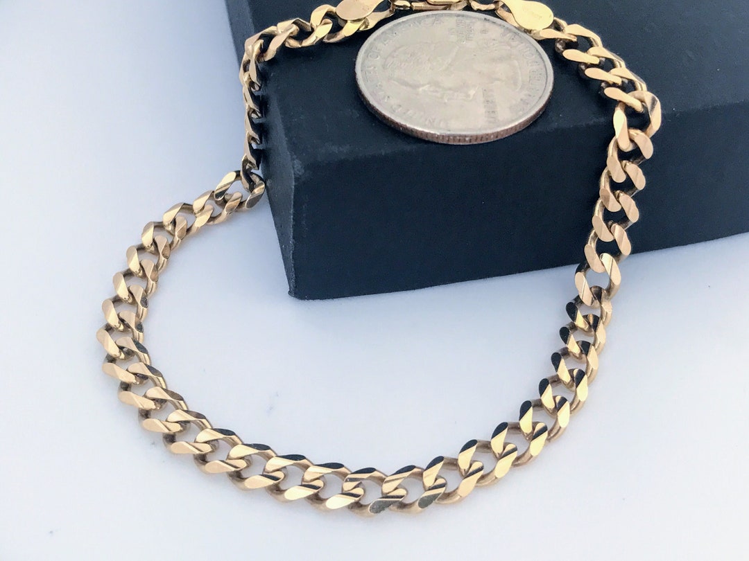 Vintage 10k Solid Gold Curb Link Bracelet, Big Heavy Real 10K Gold ...