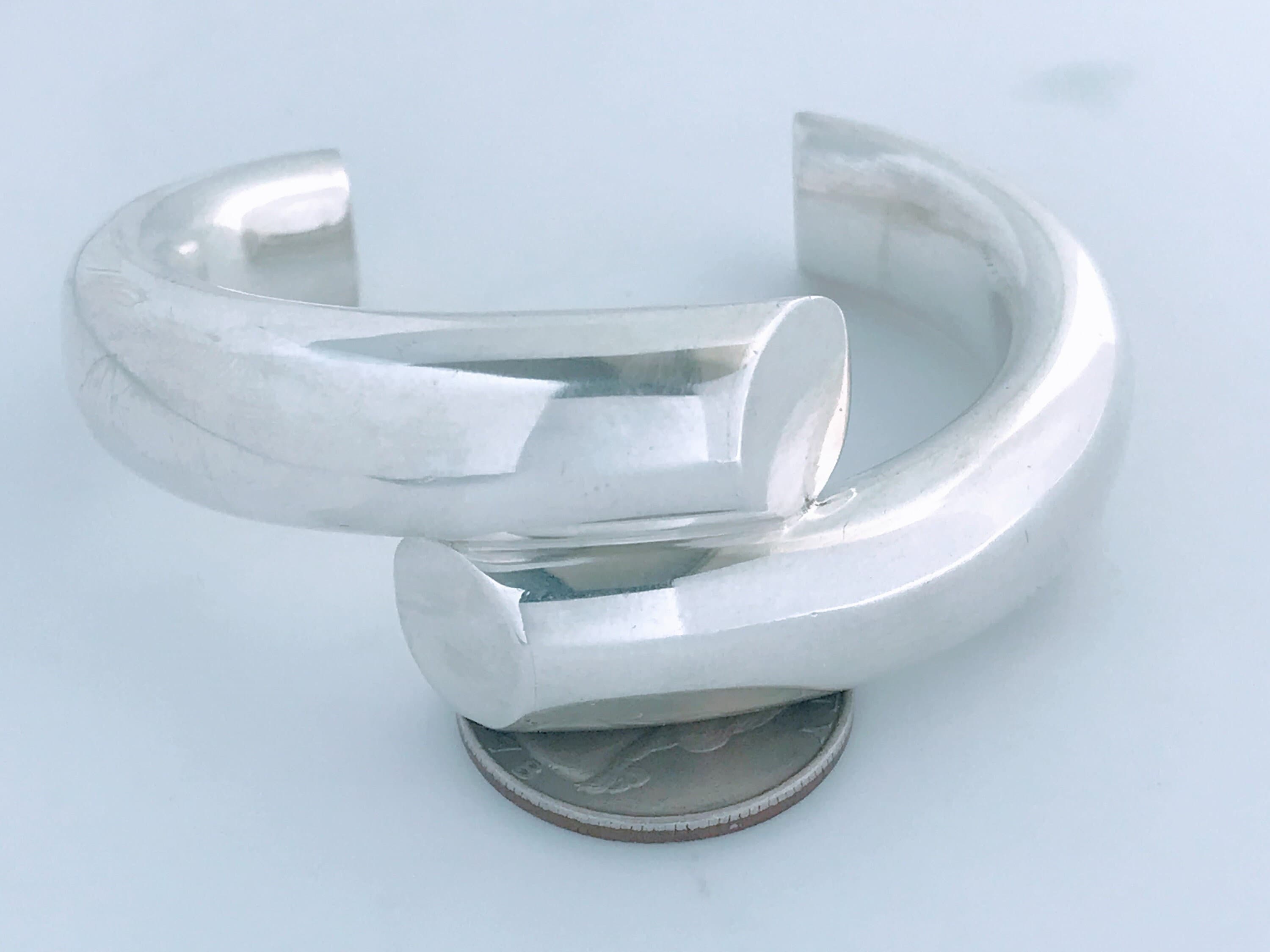 VTG Taxco Mexico Modernist Sterling Silver Bypass Tubular Cuff Bracelet ...