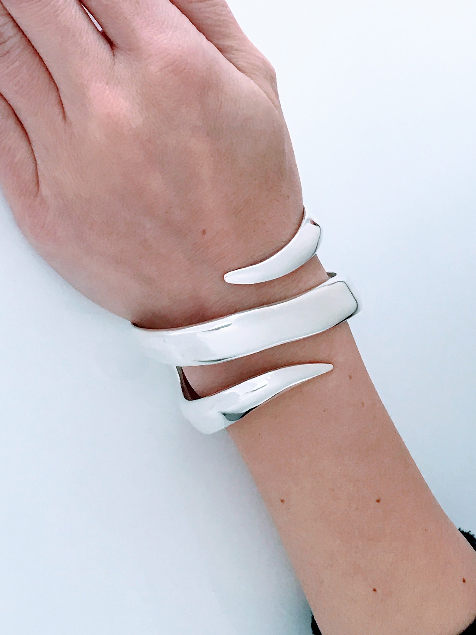 Vintage Sterling Silver Bypass Wrap Around Cuff Bracelet, Retro ...