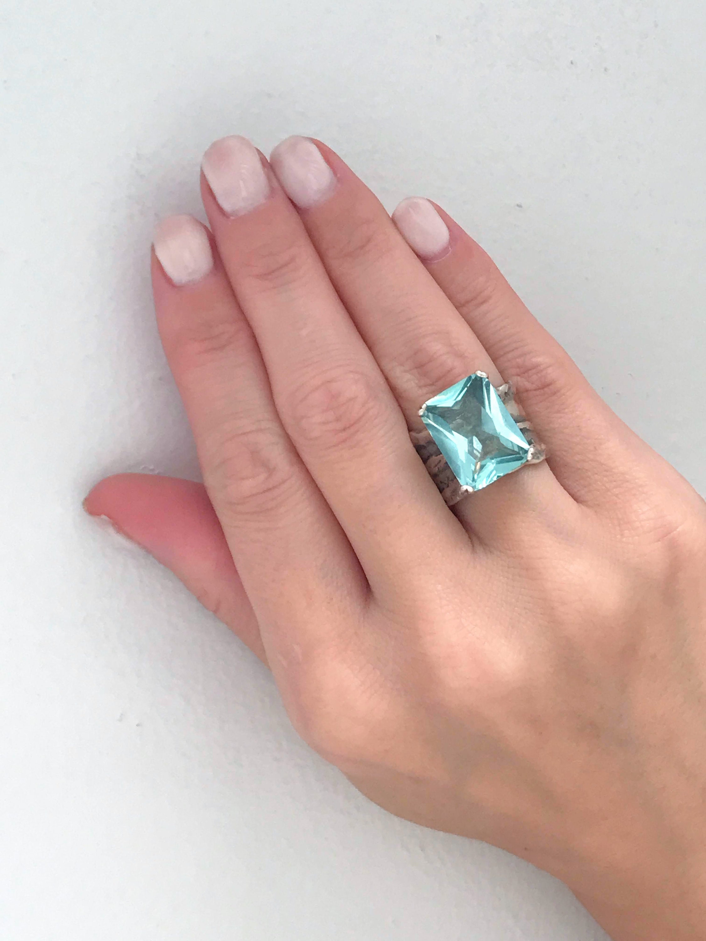 Silpada Sterling Silver Aqua Glass Statement Ring Silpada 925 - Etsy