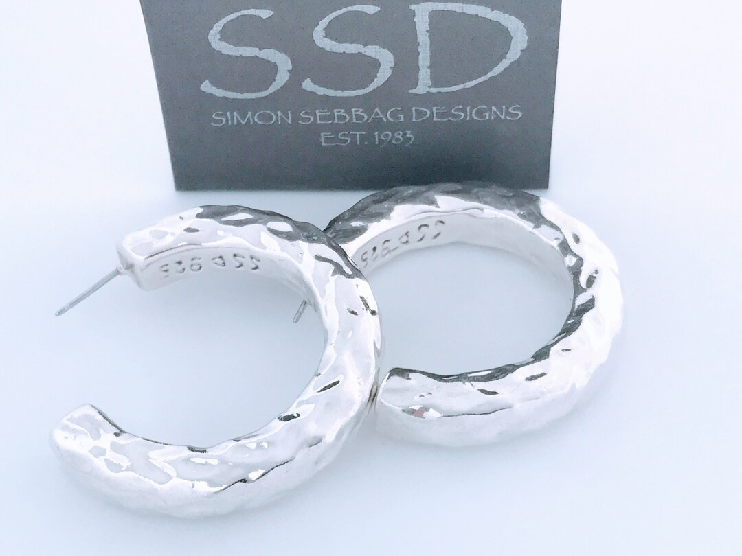 Simon Sebbag Sterling Silver Hammered Round Hoop Earrings, Puffed SSD ...