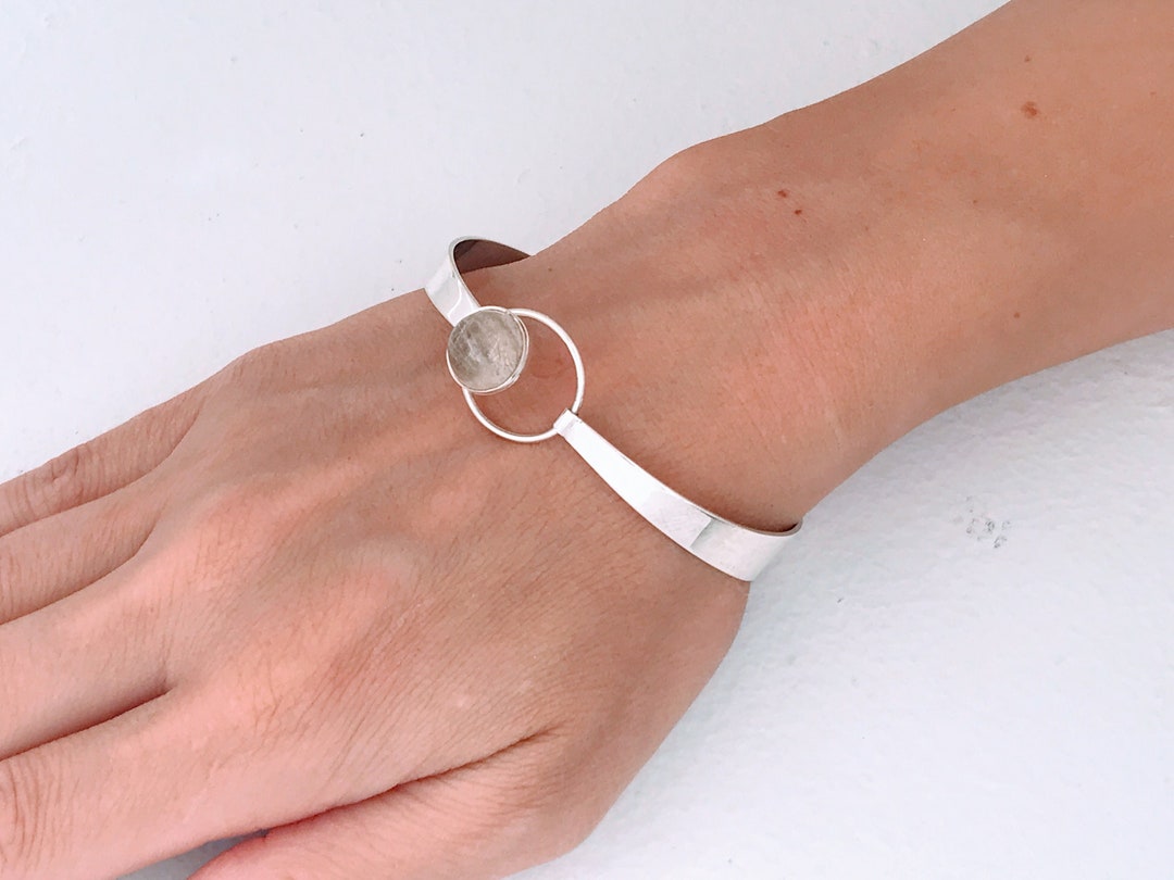 Finland Kaunis Koru Modernist Sterling Silver Rutilated Quartz Bangle ...