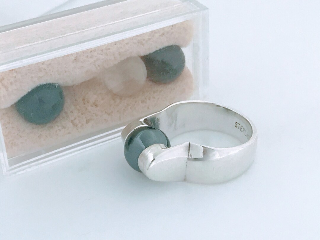 Retro Sterling Silver Interchangeable Ball Stone Sphere Ring ...