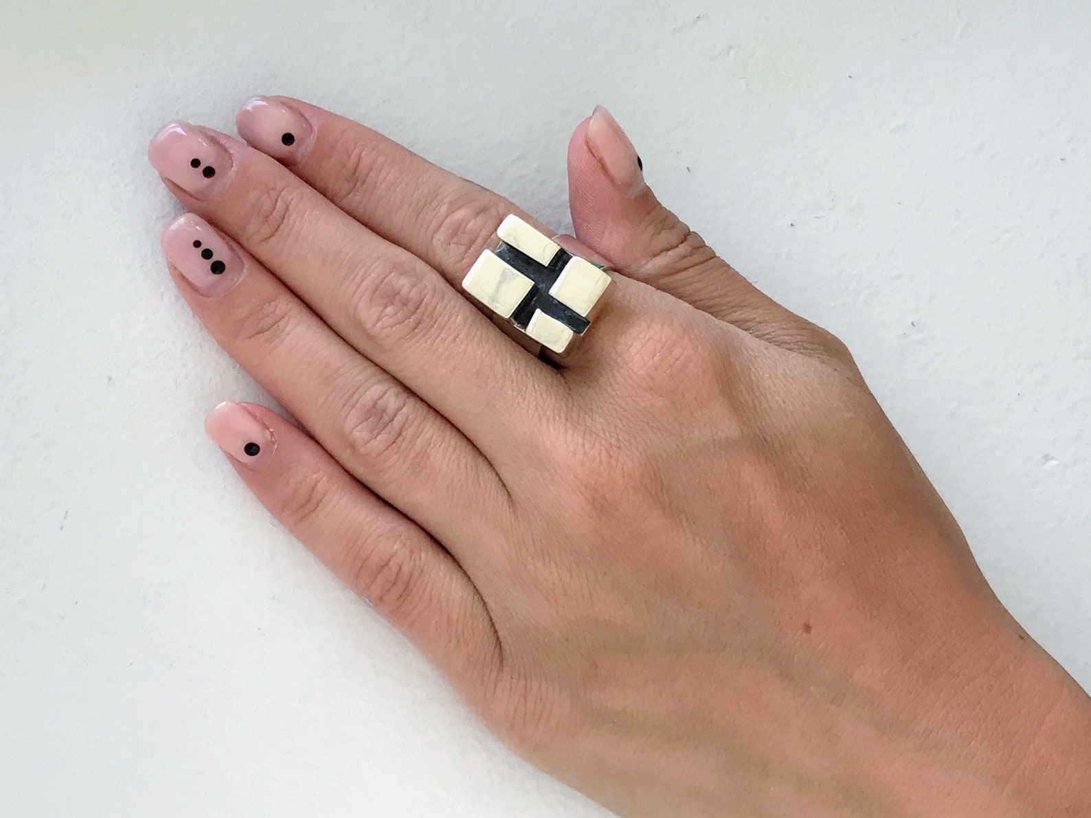 Vintage Modernist Sterling Silver Geometric Statement Ring - Etsy